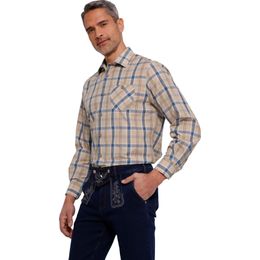 Herren Karohemd in Baumwoll-Mischung beige-jeansblau-kariert, Gr&ouml;&szlig;e 39/40