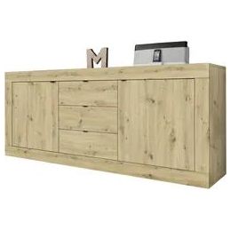 Sideboard Home Affaire "Basic Breite 210 cm, Kommode 2 T&uuml;ren, 3 Schubk&auml;sten, Anrichte", braun (artisan eichefarben), B:210cm H:86cm T:43cm, Sideboards, Sideboard, Metallgriff, moderne Rahmenoptik, viel Stauraum, Farbauswahl