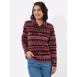 WITT Damen Fleeceshirt mit Rei&szlig;verschluss, bordeaux-beige-bedruckt, Gr&ouml;&szlig;e 38
