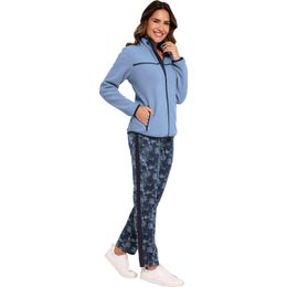 Damen Fleecejacke mit Kontrast-Paspelierung bleu-marine, Gr&ouml;&szlig;e 38