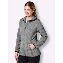 Catamaran Sports Damen Strickfleecejacke mit Kapuze, wei&szlig;-meliert, Gr&ouml;&szlig;e 36/38