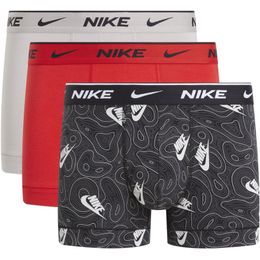 NIKE UNDERWEAR Herren Trunk "TRUNK 3PK", Gr. S, grau, Jersey, Obermaterial: 95% Baumwolle, 5% Elasthan, bedruckt, unifarben, Unterhosen, mit farbigem
