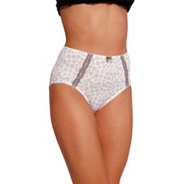 Damen H&uuml;ftslip mit Satin-Zierschleife ecru-taupe-bedruckt + ecru + taupe, Gr&ouml;&szlig;e 36/38