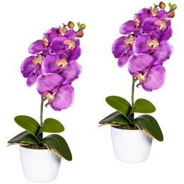 Kunstpflanze Creativ green, H:40cm, lila, Kunststoff, Polyester, Badezimmer, Kunstpflanzen, "Orchidee Phalaenopsis", im Keramiktopf