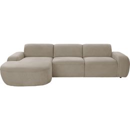 Ecksofa Alina, B:302cm H:75cm T:169cmachatgrau dwn 29, Struktur fein DWN (100% Polyester), Sofas, "Aela", 302 cm breit, mit motorischer Vorziehbank