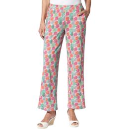 Damen Jerseyhose mit Bl&auml;tter-Druck ozean-fuchsia-bedruckt, Gr&ouml;&szlig;e 48