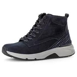 Gabor Schn&uuml;rboots ROLLINGSOFT, Damen, Gr. 38, blau (dunkelblau), Nubukleder, Schuhe Schn&uuml;rboots, Keilabsatz, Freitzeitschuh, High-Top-Sneaker, Label an der Ferse