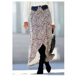 Jerseyrock Buffalo, Damen, Gr. 36, schwarz (schwarz, taupe bedruckt), Jersey, Obermaterial: 100% Viskose, bedruckt, figurumspielend kn&ouml;chellang, R&ouml;cke, mit Alloverprint, sommerlicher Maxirock in Wickeloptik