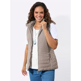 Casual Looks Damen Steppwestetaupe, Gr. 38, unifarben, 100% Polyester, Wattierung:100% Polyester, Westen