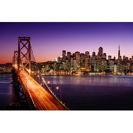 papermoon Fototapete "BROOKLYN BRIDGE-NEW YORK CITY SKYLINE TIMES SQUARE NYC", B/L: 2m x 1,49m, Bahnen: 4 Stk., bunt, Schlafzimmer, Tapeten