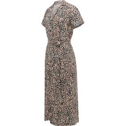 Ragwear Damen Sommerkleid "Sawira Long Print"braun, Gr. XL, Material: 100% Viskose, Kleider, Gemustertes Midikleid mit Knopfleiste