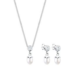 Elli Damen Schmuckset "Zirkonia S&uuml;&szlig;wasserzuchtperlen Wei&szlig; 925 Sterling Silber", onesize, wei&szlig;, Silber 925 (Sterlingsilber), Schmuck_Sets
