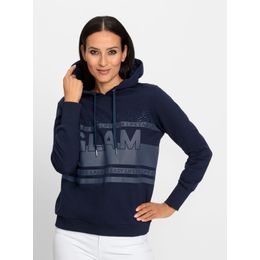 Heine Witt Damen Kapuzensweatshirt mit weitenregulierbarer Kapuze, marine, Gr&ouml;&szlig;e 34