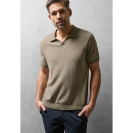 T-Shirt Street One MEN, Herren, Gr. S (38), sandwei&szlig;, Web, 100% Baumwolle, meliert, comfort fit normal, hoch geschlossener Ausschnitt, B&uuml;ndchen, Shirts T-Shirt, aus reiner Baumwolle