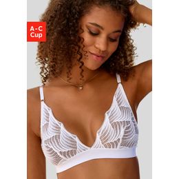 Lascana Damen Bralette-BH "Marla", Gr. 70, wei&szlig;, Spitze, Obermaterial: 91% Polyamid, 9% Elasthan, BHs, ohne B&uuml;gel aus einzigartiger Spitze, Dessous