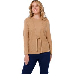 Damen 2-in-1-Pullover mit Bindeband camel, Gr&ouml;&szlig;e 54