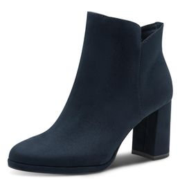 Tamaris Damen Stiefelette, Gr. 40, blau, Textil, Veloursleder, unifarben, Schuhe, Blockabsatz, Abendschuh, Festtagsschuh in veganer Verarbeitung