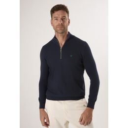 FELIX HARDY Herren Stehkragenpullover "Strickpullover mit halbem Rei&szlig;verschluss"navy, Gr. L, 100% Baumwolle, Pullover