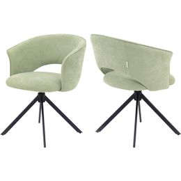Armlehnstuhl Tom Tailor HOME, B:61,5cm H:78,5cm T:59cmgr&uuml;n leaf, schwarz, schwarz, Metall, Stoff, Esszimmer, St&uuml;hle, "CURVY ARMCHAIR", mit Armlehnen,