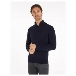 Troyer Tommy Hilfiger "PIMA ORG CTN CASHMERE ZIP MOCK", Herren, Gr. XXXL (58), blau (desert sky), Obermaterial: 95% Baumwolle, 5% Kaschmir, Rippstrickb&uuml;ndchen, Pullover Troyer