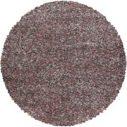 Hochflor-Teppich, H:50mm &Oslash;:80cm, rosa, Ayyildiz Teppiche, Kunstfaser, Teppiche, "Enjoy Shaggy", melierter Langflor, Wohnzimmer
