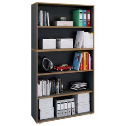 B&uuml;cherregal Vcm, B:100cm T:33cmanthrazit, B&uuml;ro, Regale, "Holz B&uuml;ro Regal B&uuml;cher Ordner Salia 5fach B. 100cm"