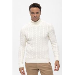 FELIX HARDY Herren Rollkragenpullover "Rollkragenpullover aus Kabelstrick"ecru, Gr. M, 100% Baumwolle, Pullover