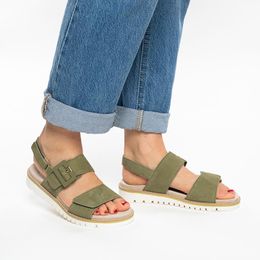 Ara Damen Keilsandalette "KENT", Gr. 41oliv, Ziegenveloursleder, unifarben, Schuhe, Riemchensandale mit Zierschnalle, in Komfortweite G (= weit)