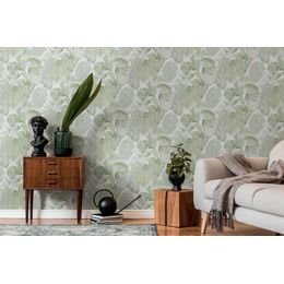 Livingwalls LIVING WALLS Vliestapete "Famous Garden Natur-Tapete Mustertapete Dschungel-Optik Dschungeloptik", B/L: 0,53m x 10,05m, Rollen: 1, gr&uuml;n, Wohnzimmer,