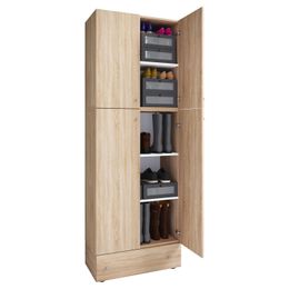 Schuhschrank Vcm, B:70cm T:39cmsonoma, eiche, Obermaterial: 100% Holz Wood., Flur, Schr&auml;nke, "XXL Schuhschrank Kleiderschrank Schrank Lona 5f S"