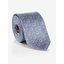 MONTI Herren Krawatte, blau, gemustert, Seide, Krawatten, aus reiner Seide, mit Blumenmuster, 6,5 cm breit