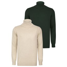 FELIX HARDY Herren Rollkragenpullover "Rollkragenpullover 2er-Pack"beige, gr&uuml;n, Gr. L, 100% Baumwolle, Pullover