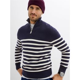 Marco Donati Herren Langarm-Pullover, marine-ecru-gestreift, Gr&ouml;&szlig;e 48