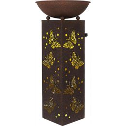Ambia Garden Solarleuchte Rusty Flowerpot, Rost, Metall, Kunststoff, rechteckig, warmwei&szlig;, 34x72x34 cm, mit Schalter, Lampen & Leuchten, Au&szlig;enbeleuchtung, Solarleuchten