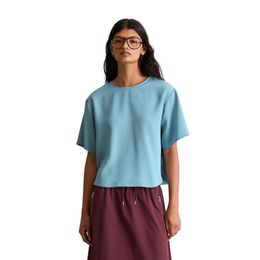 Marc O'Polo Damen Kurzarmbluse "aus TENCEL Lyocell"blau dawn, Gr. S, MARC O'POLO DENIM, unifarben, Obermaterial: 100% Lyocell, Blusen