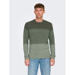Only & Sons ONLY & SONS Herren Strickpullover "ONSFELIX REG 12 CREW KNIT NOOS", grau, Basic, Gr. L, colorblocking, gemustert, Strick, Obermaterial: 100%