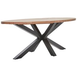 Livetastic Esstisch, Schwarz, Akazie, Holz, Metall, Akazie, vollmassiv, Holz, oval, Sternfu&szlig;, 100x76x200 cm, Esszimmer, Tische, Esstische, Esstische oval