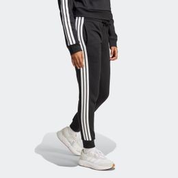 Damen Sporthose "W 3S FL SL PT", schwarz-wei&szlig;, Gr. S, adidas Sportswear, Obermaterial: 55% Baumwolle, 36% Polyester, 9% Viskose, Hosen, schmal
