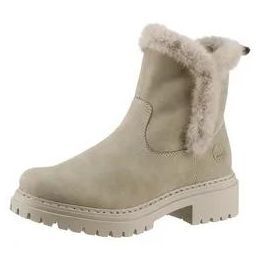 Winterstiefelette Rieker, Damen, Gr. 42, beige (hellbeige), Nubuklederimitat, Schuhe Winterstiefelette, Winterboots, Profilsohle, Blockabsatz, mit Innen-Rei&szlig;verschluss