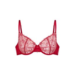 Dorina Damen B&uuml;gel-BH "Erin (Valentine)", Gr. 85, rot, Spitze, Obermaterial: 73% Polyester, 20% Polyamid, 7% Elasthan, BHs, mit floraler Stickerei