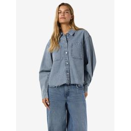 Noisy may Damen Jeansbluse "NMALVA L/S DENIM SH SHCKET AZ452LB"light blau denim, Gr. S, unifarben, Denim/Jeans, Obermaterial: 100% Baumwolle, Blusen