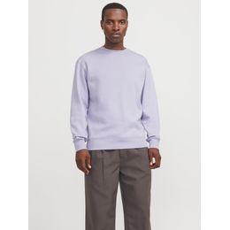 Jack & Jones JACK & JONES Herren Sweatshirt "JJESTAR BASIC SWEAT CREW NECK NOOS", lila, Gr. S, unifarben, angeraute Sweatware, Obermaterial: 70% Baumwolle, 30%