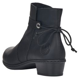Rieker Damen Stiefelette, Gr. 36, schwarz, Lederimitat, Schuhe, Blockabsatz, Ankleboots mit Zierb&auml;ndern
