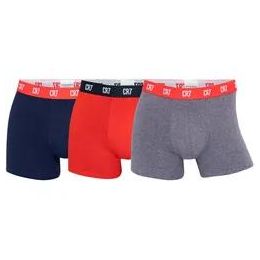 CR7 Cristiano Ronaldo Boxershorts CR7 "Boxershort 3er Pack", Herren, Gr. L, bunt (dunkelblau, rot, grau), Obermaterial: 95% Baumwolle CO. 5% Elasthan EL., Unterhosen