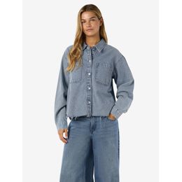 Noisy may Damen Jeansbluse "NMALVA L/S DENIM SH SHCKET AZ452LB", blau, Gr. XL, unifarben, Denim/Jeans, Obermaterial: 100% Baumwolle, Blusen