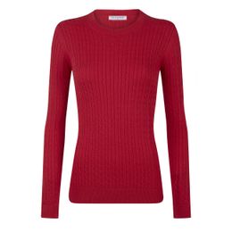 FELIX HARDY Damen Rundhalspullover "Zopfmuster Pullover mit Rundhals"bordeaux, Gr. L, 100% Baumwolle, Pullover