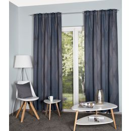 Vorhang Home Wohnideen, B:135cm H:245cm, blau, Polyester, Wohnzimmer, Gardinen, "JARO", Verdunklungsschal, bedruckt, Kombiband