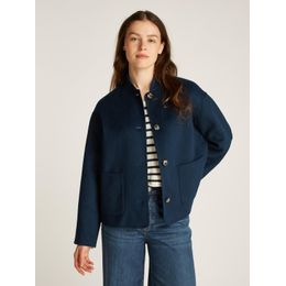 Tommy Hilfiger Damen Bomberjacke "DF WOOL BOMBER JACKET", blau, Gr. 46, unifarben, Obermaterial: 60% Wolle, 40% Polyester, Jacken, mit Wollanteil