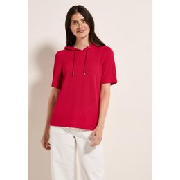 Cecil Damen Kapuzenshirtglazed apple rot, Gr. L, unifarben, Web, Obermaterial: 60% Viskose, 40% Polyester, Shirts, mit feiner Struktur
