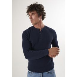 FELIX HARDY Herren Rundhalspullover "Pullover mit Rundhalsausschnitt und Kn&ouml;pfen"navy, Gr. XXL, 100% Baumwolle, Pullover